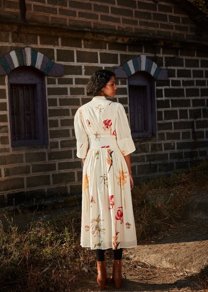 Buy Multicolor Cotton Mul Dress - Ivory Mist Dress by Kharakapas ...