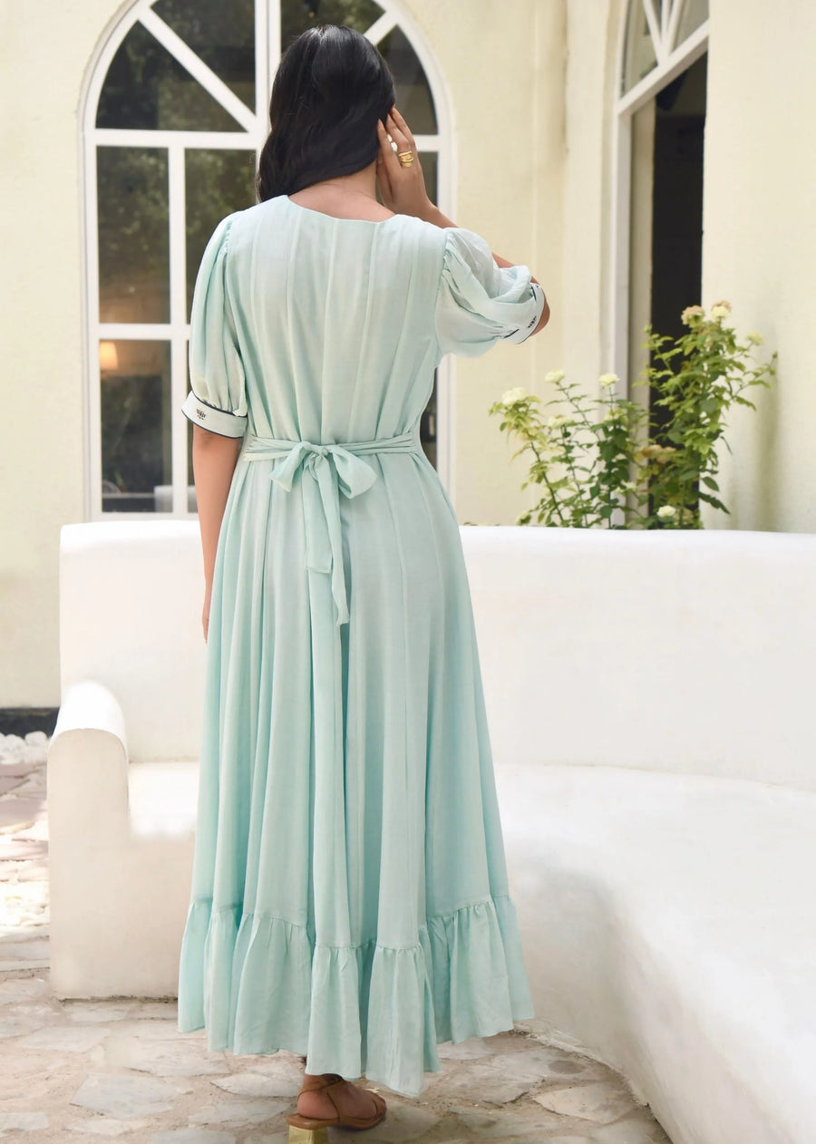 Buy Blue Silk Dress - Tiffany Blue Dress In Banglori Silk by Taro India ...