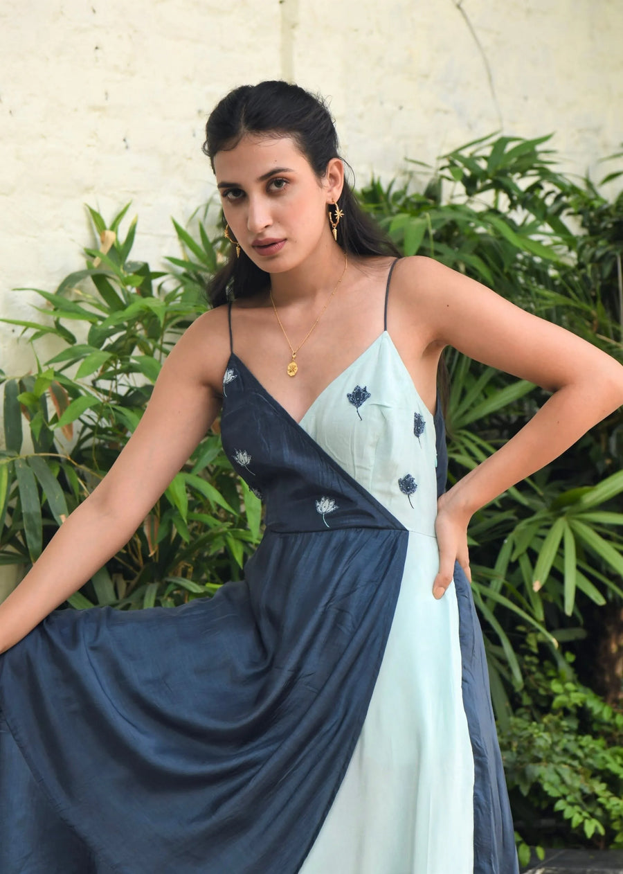 Buy Multicolor Silk Dress - Dark Sky Dress In Banglori Silk & Modal ...